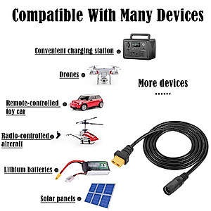 GINTOOYUN 2 PCS DC8020 to XT60 Power Cable 14AWG DC8mmx2.0mm Female to XT60 Female Power Cord for Solar Panel, Portable Charging Station,etc(59Inch)