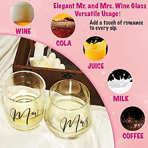 Melonva Wedding Keepsake Box Wedding Gifts for Couples 2024 Engagement Gifts for Couples With Wine Glasses Wedding Memory Box Newly Engaged Gifts Fiance Wine Glasses for Couple