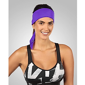 Athle Sport Headband - Sports Head Tie Headband for Women and Men - 3 Pack Workout and Running Headband - Sweatbands for Men and Women - Dri Fit Head Wrap - Purple