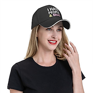Svmmanr I Hate People and Bras Unisex Adjustable Fashion Baseball Cap Truck Cap Hip Hop Cap Baseball Cap Black