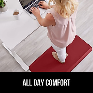 GORILLA GRIP Cushioned Anti Fatigue Mats for Kitchen Floor, Ergonomic Standing Office Desk Mat, Waterproof Scratch Resistant Pebbled Top, Supportive Comfort Padded Foam Rugs, 20x32, 3/4" Thick, Red