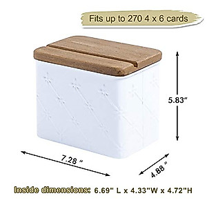 NIKKY HOME 4x6 Kitchen Metal Recipe Organization Box with Cards and Dividers, Floral Embossing Pattern