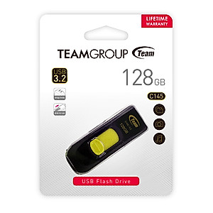 TEAMGROUP C145 128GB 2 Pack USB 3.2 Gen 1 (3.1/3.0) Read 100MB/s Flash Thumb Drive, External Data Storage Memory Stick Compatible with Computer/Laptop (Black-Yellow) TC1453128GY22