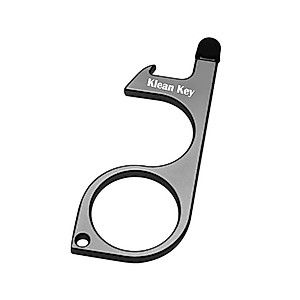 Klean Key Premium No Touch Door Opener Key Chain-Works on Touch Screen-Great for Elevator Buttons- Bottle Opener (Silver)