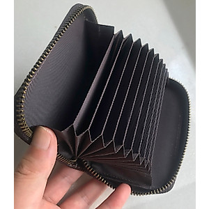 KOSSJAA credit card holders womens card case RFID blocking leather wallet Coin Purse mens (brown)