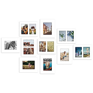 Golden State Art, Pack of 10 White Picture Mats, 5 Pcs 8x10 Mats for 5x7 Photos and 5 Pcs 8x10 Mat for 2 4x6 Photos - Bevel Cut, White Core - Great for Pictures, Photos, Frames, Artworks, Prints