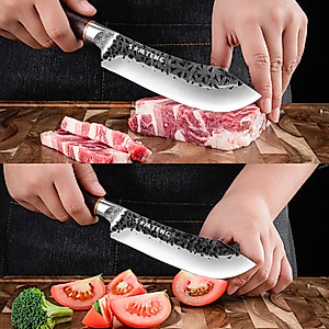 SMTENG 6'' chef knife Vegetable Knife Utility knife Japanese Forged Hammered kitchen Knife