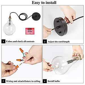 KSANA Farmhouse Wood and Glass Pendant Lighting for Kitchen Island Bedroom, Dining Room, Entryway, Sink, Breakfast Nook