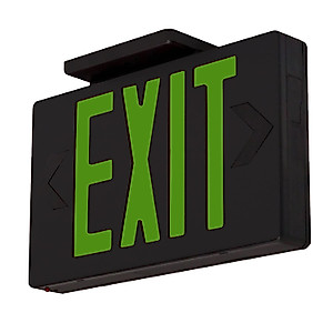 LFI Lights - UL Certified - Hardwired Green LED Standard Exit Sign - Black Housing - Battery Backup Emergency Lighting - LEDGBBB (1 Pack)