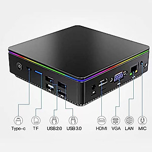 BUUA Mini PC, Wired Wireless Connection Mini Desktop Computer Z8350 CPU 4GB RAM 64GB ROM Small for Home for Office (US Plug)