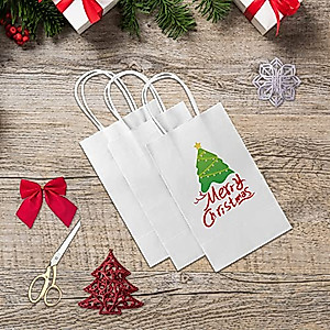 Lyeasw 25 Pack White Paper Bags with Handles,5.1X3.5X8 .2 inch Small Gift Bags Bulk, Kraft Party favor Grocery Shopping Bags