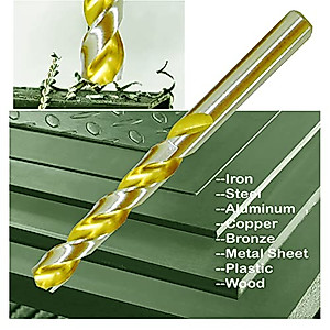 HSS Drill Bit 11/32 inch Twist Jobber Length Titanium Golden Flute Drill Steel Metal Iron-5Pcs