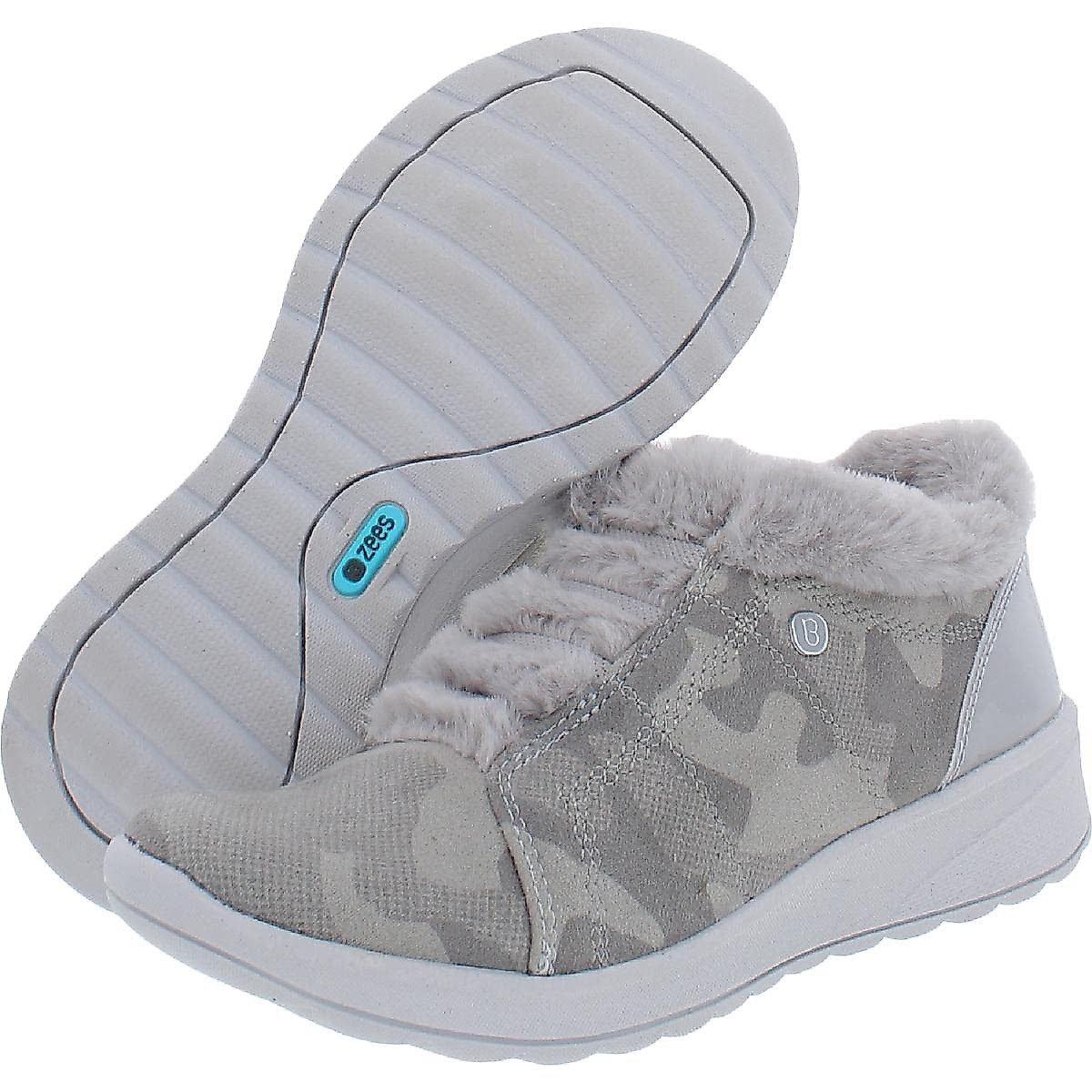 BZees Womens Golden Faux Suede Slip On Fashion Sneakers Gray 6 Medium (B,M)