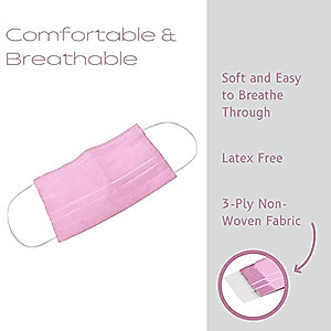 BH Supplies 2400 PCs Bulk Face Mask (48 Packs, 50pcs/Pack), Non Woven Thick 3-Layers Breathable Facial Masks with Adjustable Earloop, Mouth and Nose Cover -Pink