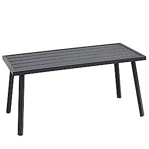 C-Hopetree Small Metal Outdoor Coffee Side Table for Outside Patio, Rectangle, Black