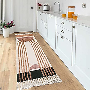 Ailsan Washable Kitchen Runner 2'x5', Cotton Handmade Runner Rugs with Tufted Design, Rainbow Boho Bathroom Rug Runner for Laundry Room Nursery Room Hallway Entrance