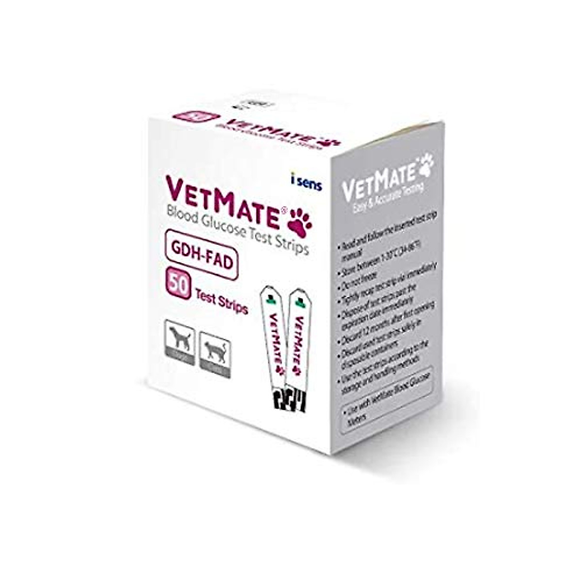 VetMate Dogs & Cats Diabetes Test Strips - 50 Count Strips Compatible with VetMate Diabetes Testing Kit