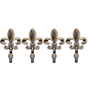 Ulifestar Bathroom Towel Hooks, Decorative Wall Hooks Coat Hooks Heavy Duty Metal Hooks Wall Mounted Hanging Hooks for Hanging Key Purse Robe Hat Scarf Belt Handbag Cup Mug 4 Pack (Bronze)