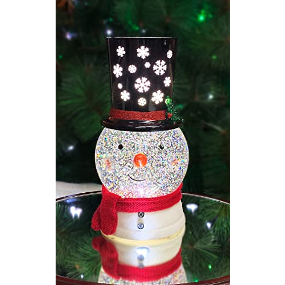 Christmas Tabletop Decor, Snow Globe Water Spinning LED Lighted Snowman, Battery Operated (not Included) (9.4" H x 5.5" W x 4.8" D) by Moments in Time