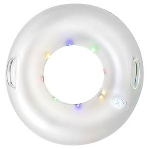 ZHUYNXIR LED Inflatable Pool Float for Adult, Adult Pool Float Tube, LED Pool Swim Ring, Water Fun Large Blow Up Summer Beach Swimming Raft (Dia: 105cm)