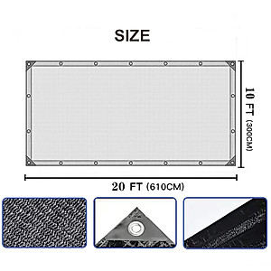 70% Shading Rate 10ft20ft Shade Cloth with Grommets, Black Sun Shade Mesh for Plant Cover, Greenhouse, Patio