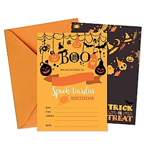 Joyful Toys Halloween Birthday Invitations with Envelopes Pack of 20 | Holloween Birthday Invites 5" x 7" Cards - Ideal for Kids Halloween Party Decorations & Halloween Party Supplies