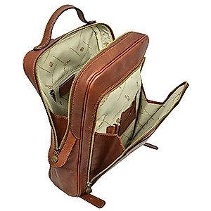 Time Resistance Leather Backpack Rucksack City Bag Unisex Matt Brown