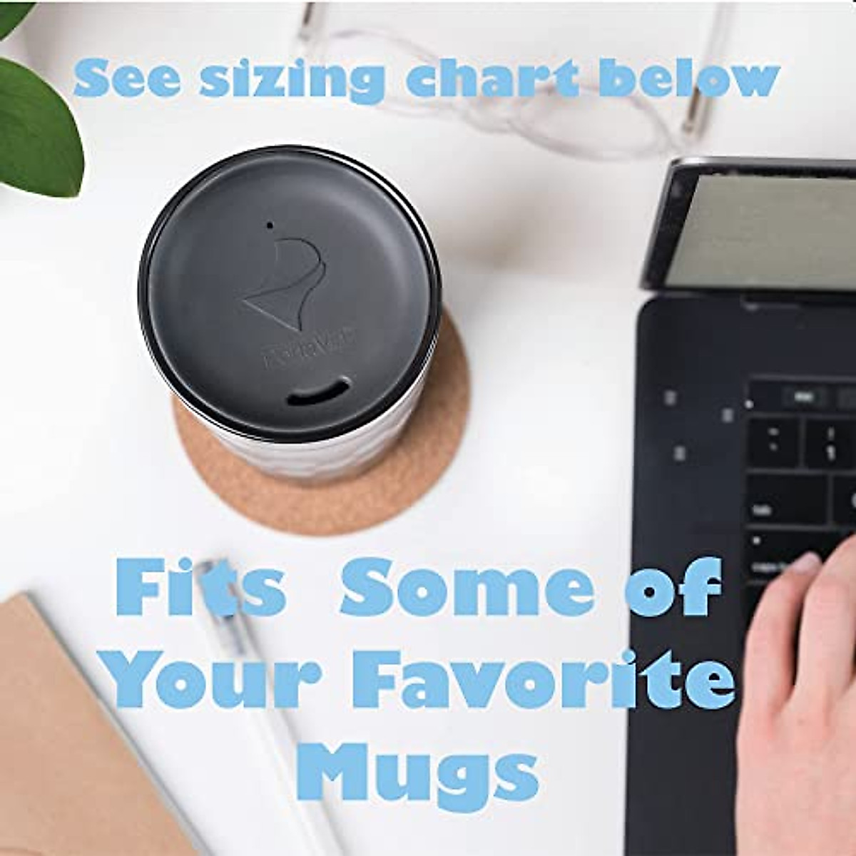 Porta Via Reusable Coffee Cup Silicone Lid – Fits Any Tumbler, Water Bottle, & Ceramic Coffee Mug – Dishwasher-Safe Ceramic Travel Mug Lid Keeps Hot Cups Hot (Medium to Large - Grey)