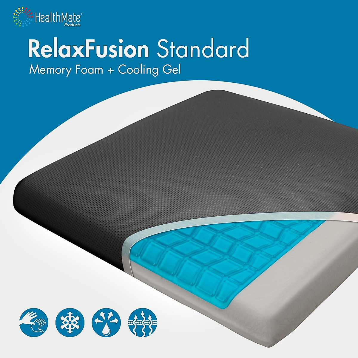 Wagan IN9111 Relax Fusion Standard Memory Foam and Gel Seat Cushion