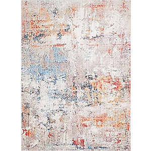 Unique Loom Rainbow Collection Modern Abstract Watercolor Multi Area Rug (8' 0 x 11' 0)