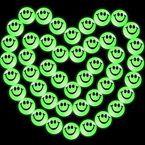 Chalyna 45 Pcs Glow in The Dark Smile Face Bouncing Balls Bulk 1 Inch Mini High Bounce Balls for Kids Teens Glowing Valentines Halloween Christmas Party Favors rubber Goodie Bag Fillers for Boys Girls
