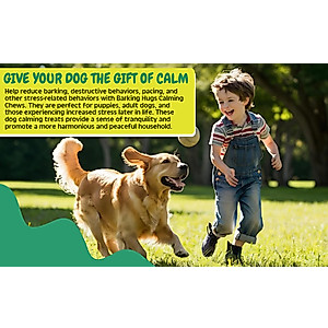 BARKING HUGS Calming Chews for Dogs - Natural Dog Stress and Anxiety Relief - Dog Relaxing Treats for Anxiety - Helps with Separation Anxiety, Fireworks, Lightning, These Contain no Hemp.