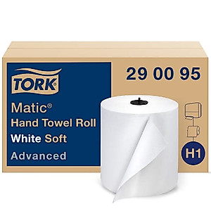 Tork Extra Mild Foam Soap S4, No Fragrance Added, 6 x 1L, 401211 & Matic Soft Hand Towel Roll, White, Advanced, H1, Long-Lasting, High Absorbency, High Capacity, 1-Ply, 6 Rolls x 900 ft, 290095