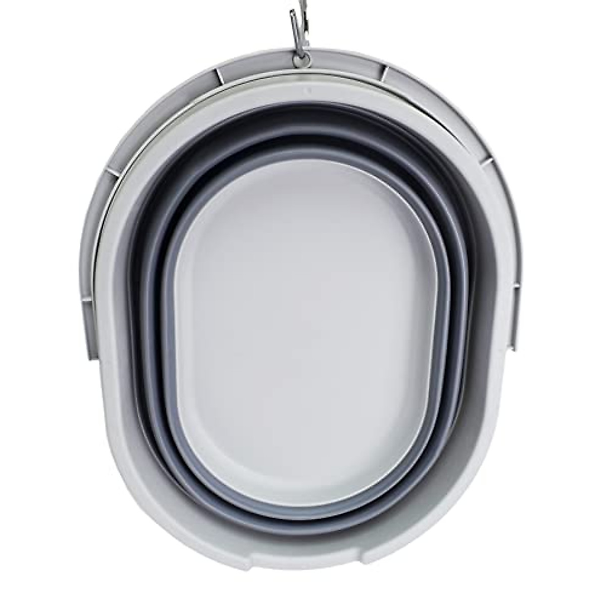 SAMMART 11L (2.9 Gallon) Collapsible Basket with Handle - Portable Outdoor Picnic Basket/Crater - Foldable Shopping Bag - Space Saving Storage Container (Grey/Dark Grey)