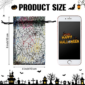 Chumia 270 Pcs Halloween Organza Bags Spider Web Skull Print Treat Bags with Drawstring Sheer Candy Gift Bags for Halloween Party Favors Supplies (4 x 6 Inch)