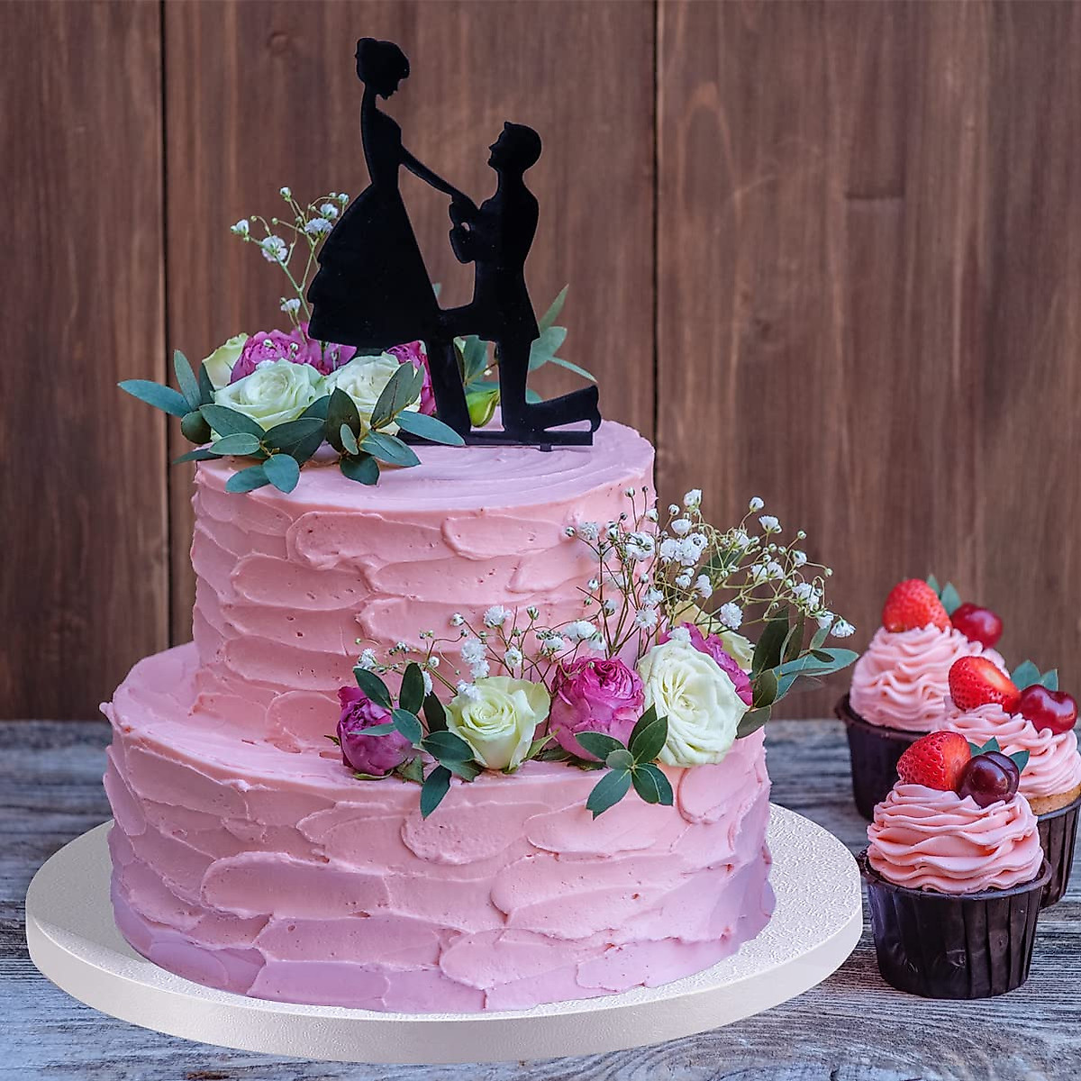 White Cake Drums Round 16 Inch Cake Boards with 1/2-Inch Thick Smooth Edges for Multi Tiered Birthday Wedding Party Cakes Drum Board