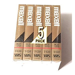 Maxell HGX-Gold - T-120 - 6 Hour - Premium High Grade - Blank VHS Tape - 5 Pack