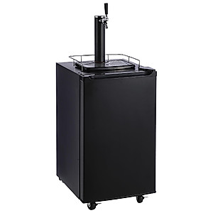 Beer Kegerator, Single Tap Draft Beer Dispenser, Full Size Stainless Steel Keg Refrigerator With Drip Tray, CO2 Cylinder, 32°F- 50°F Temperature Control