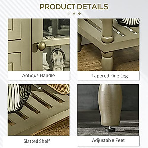 HOMCOM Vintage Console Table with 2 Drawers and Cabinets, Retro Sofa Table for Entryway, Living Room and Hallway, Light Grey