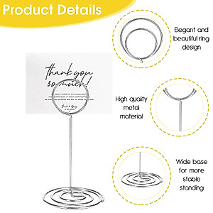 40Pcs Table Card Holders 3.46 Inch Photo Holders for Tables, Place Card Holder Table Sign Holder Silver Picture Stands for Table, Wire Picture Holder for Weddings Home Parties Centerpieces(circle)