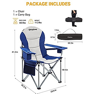 KingCamp 3PCS Lumbar Support Camping Chairs with Cooler Bag Padded Folding Camping Chair for Adults with Adjustable Armrest