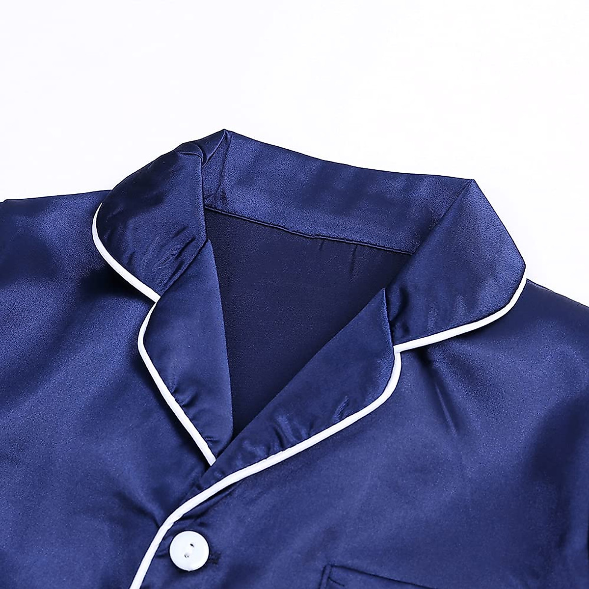 MYGBCPJS 2Pcs Boys Girls Satin Pajamas Set Long Sleeve Classic Silk Pjs Sleepwear Button-Down Top + Pants Loungewear