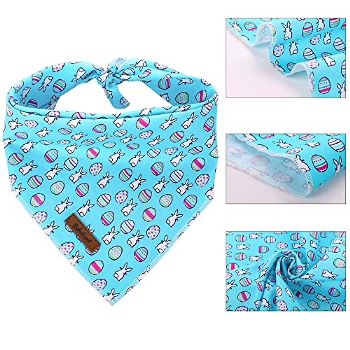 Babole Pet Easter Gift Dog Bandanas, 1PC Rabbit Egg Washable Square Dog Scarfs for Small Medium Large Dogs Adjustable Dogs Bib Scarfs for Girl and Boy(S)