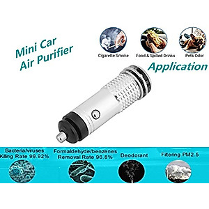 Mini Car Air Purifier, Professional Air Cleaner Negative Lon Purifier with Fast Air Purifer and Powerful Motor for Vehicle, Office, Househeld, Travel