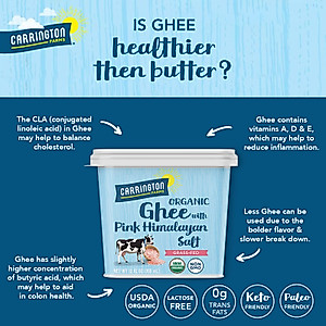 USDA Certified Organic Grass Fed Ghee with Himalayan Salt, 12oz, Carrington Farms