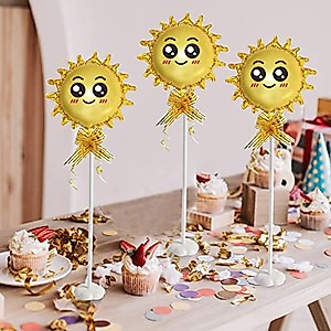 SBYURE Balloon Stick Stand - 12 Sets Balloon Cup with Stick and Flower Base Table Desktop Support Holder for Wedding Birthday Party Supplies,White