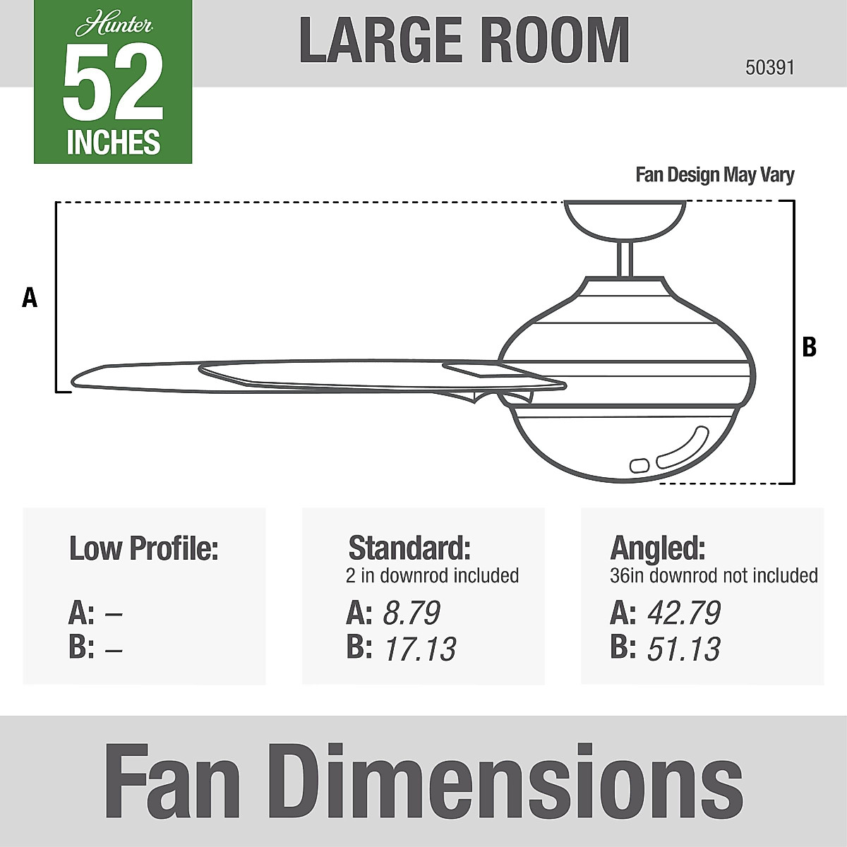 Hunter Fan Company 50391 Hunter Port Royale Ceiling Fan with LED Light and Remote Control, Natural Iron Finish, 52