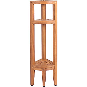 AquaTeak Kai Teak Corner Bath Shelf with Angled Shaving & Washing Foot Rest