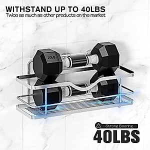 JOLALIA Shower Caddy Shelf with Adhesives, Shower Shelves Adhesive 4 Hooks, Bathroom Shelf Organizer for Wall with Soap Dish Holder, Stainless Steel Bathroom Shower Storage for Bathtub Shampoo -3 Pack