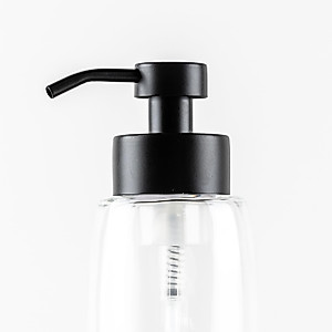 15oz Clear Glass Foaming Hand Soap Dispenser Bottle with Matte Black Metal Pump - Refillable & Modern Farmhouse Style - for Kitchen & Bathroom Countertops; Hand Soap, Foaming Soap